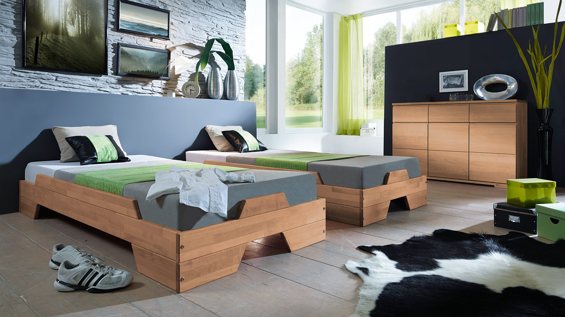 Stapelbett "Scalo" - 100 % massiv Buche